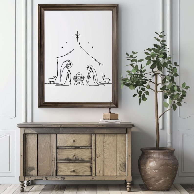 Christmas - Nativity, Digital Art Download, Christian-inspired Line Art ...