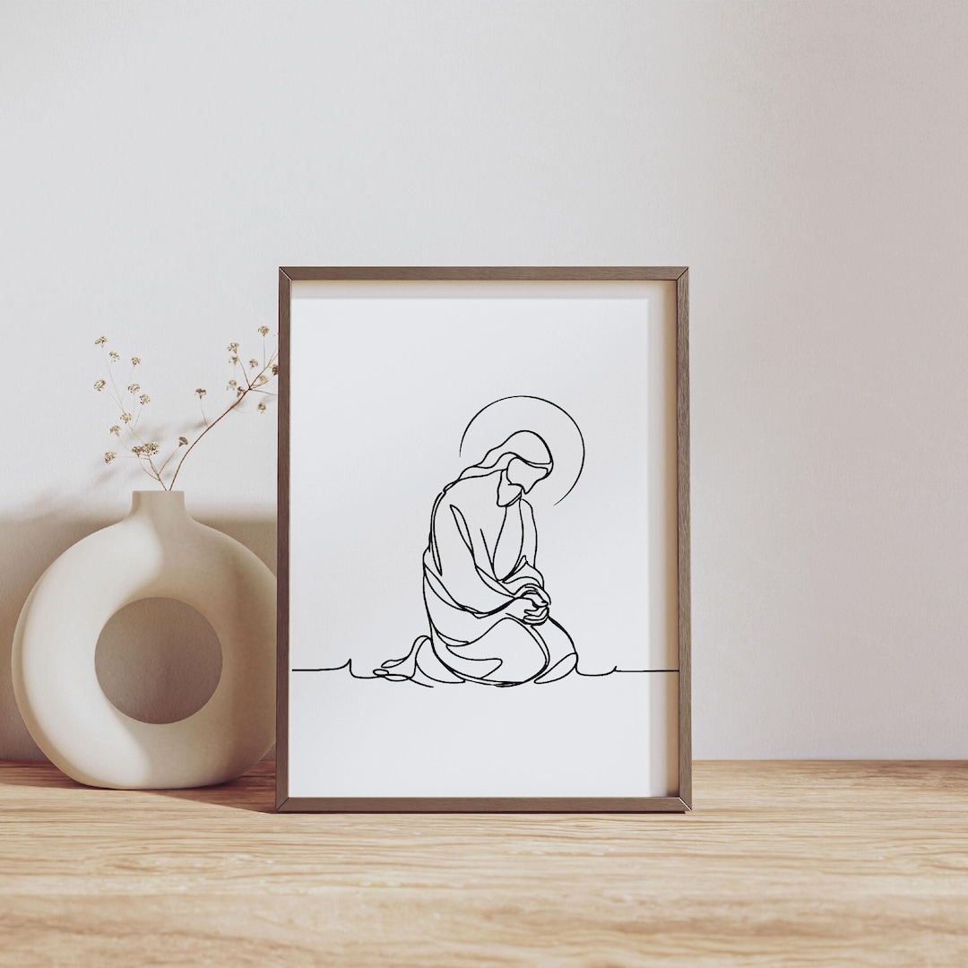 Christ Praying, Digital Art Download, Christian/faith-inspired Line ...