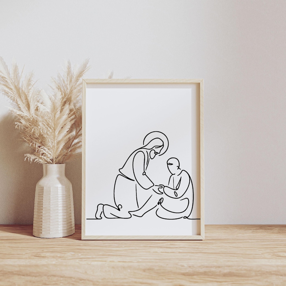 The Good Samaritan, Digital Art Download, Christian/faith-inspired Line ...