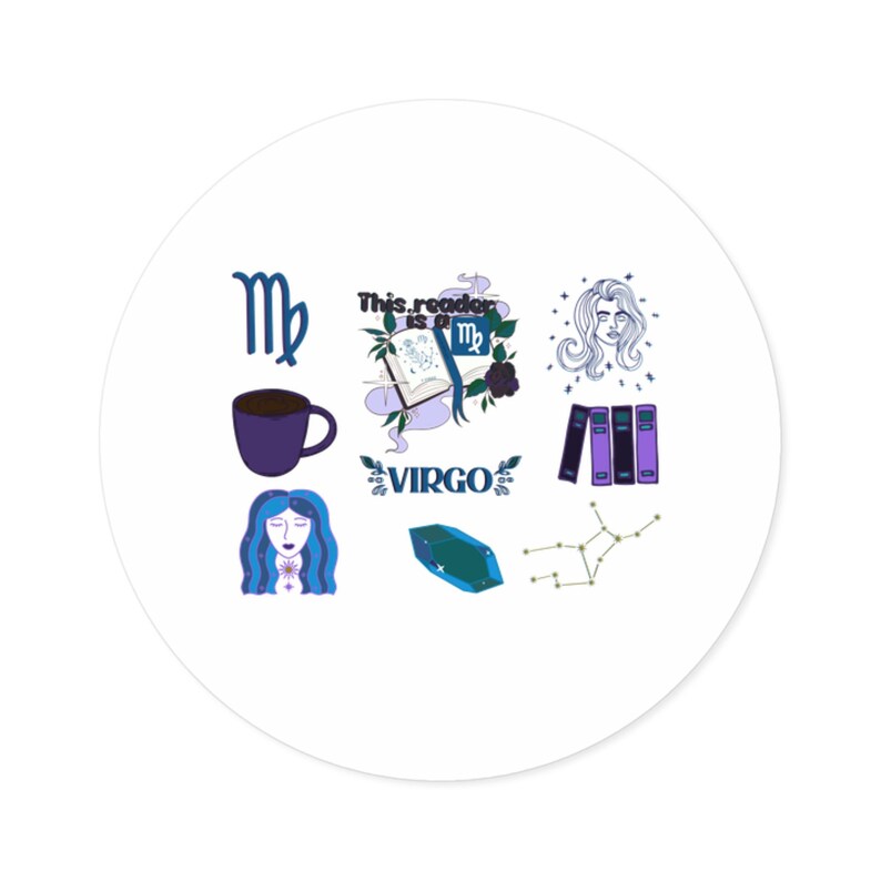 Virgo Zodiac Sticker Astrology Collage With Books, Coffee, Stars, and ...