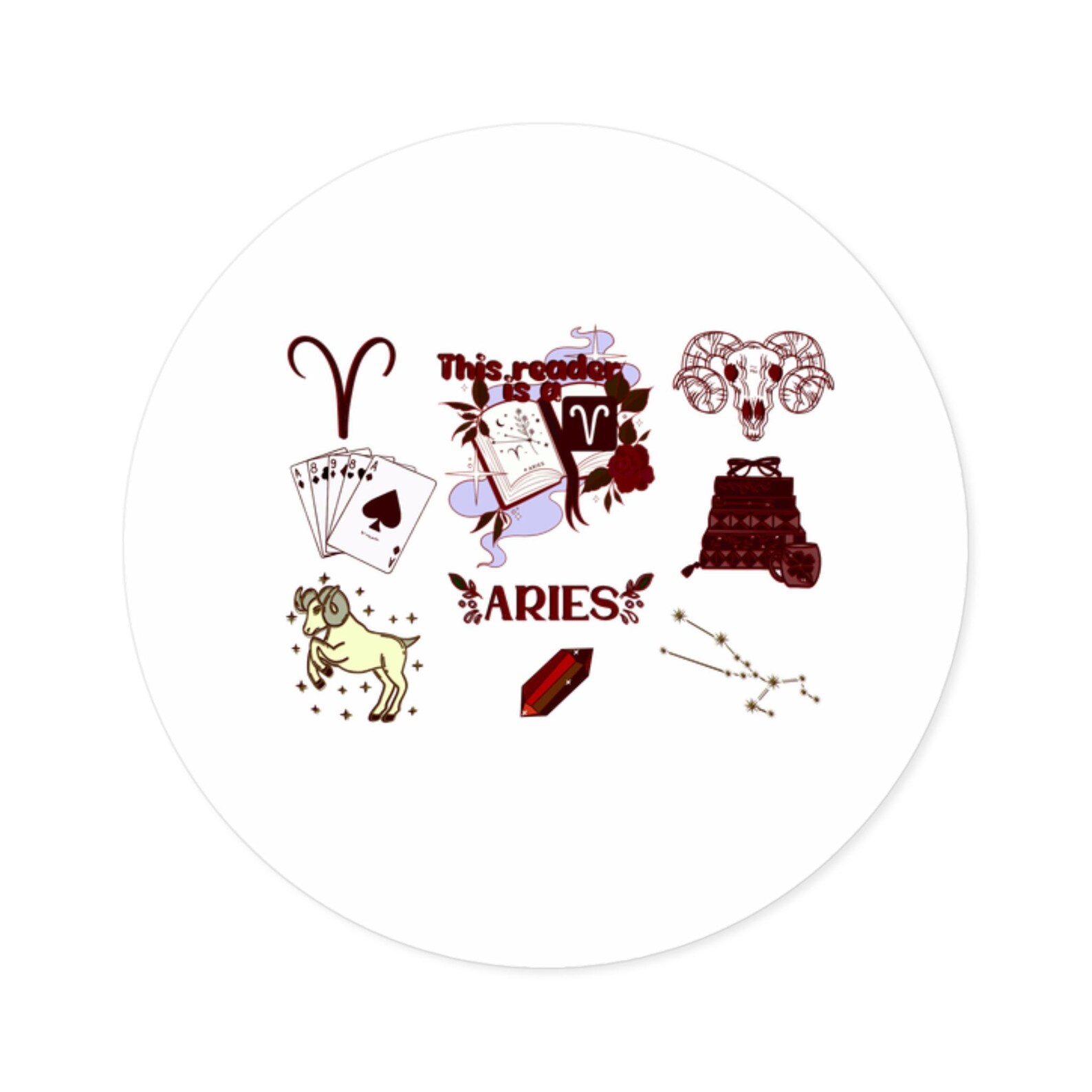 Aries Zodiac Sticker Astrology Collage With Ram, Tarot Cards, Stars ...