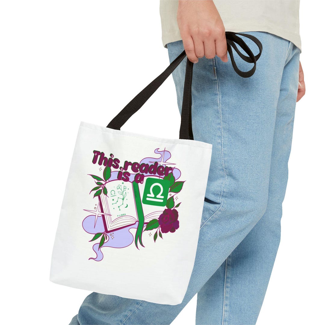 Libra Zodiac Reader Tote Bag: Astrology Floral Design - Etsy