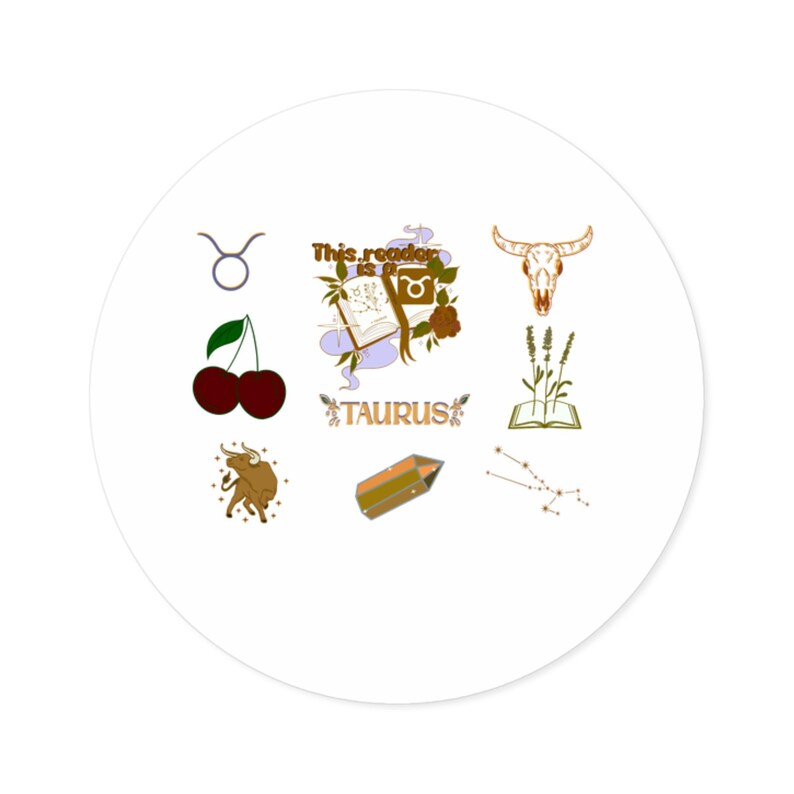 Taurus Zodiac Sticker Collage With Bull Skull, Books, Crystals ...