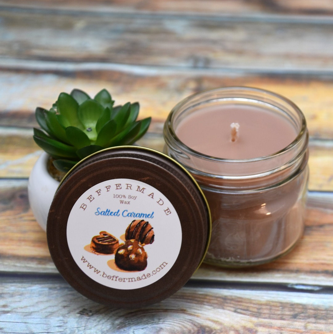 Salted Caramel Candle, 4 Oz Mason Jar Candle, Soy - Etsy