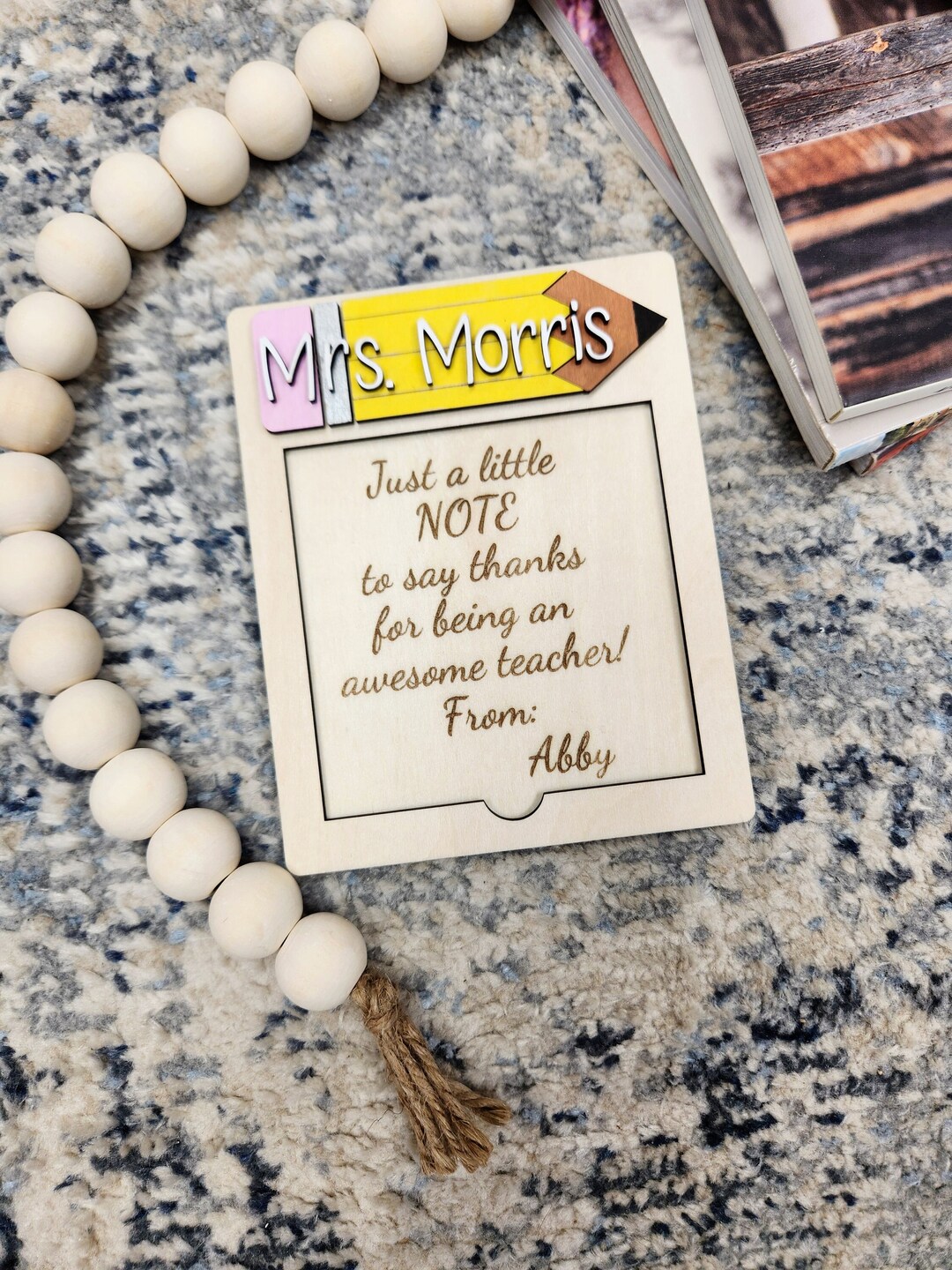 Sticky Note Holder, Personalized Teacher Thank You Gift, Post Note ...