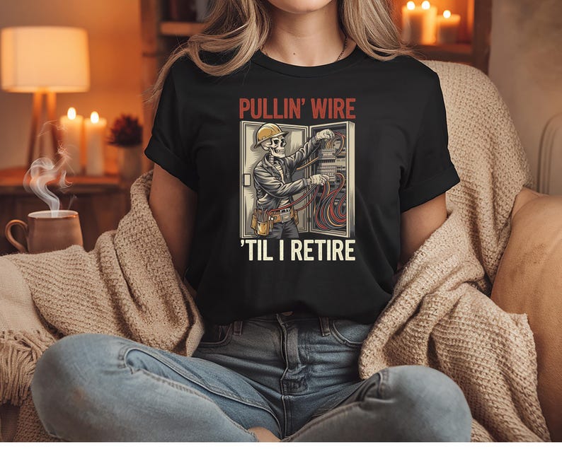Funny Electrician Skeleton T-shirt: Retirement Humor Workwear - Etsy