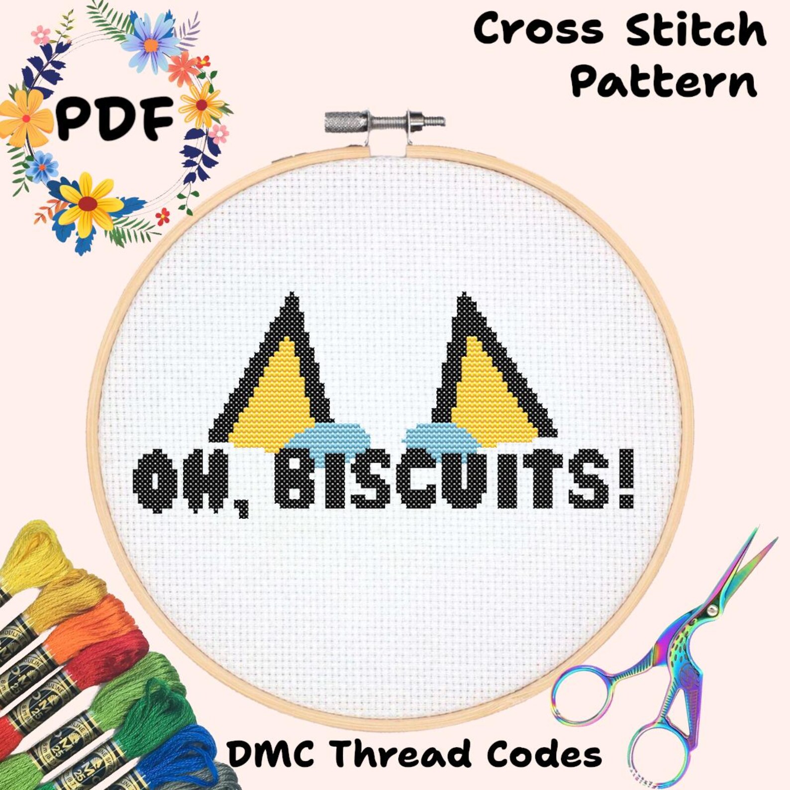 Bluey Oh Biscuits Funny Bandit Children Cross Stitch Needlepoint ...