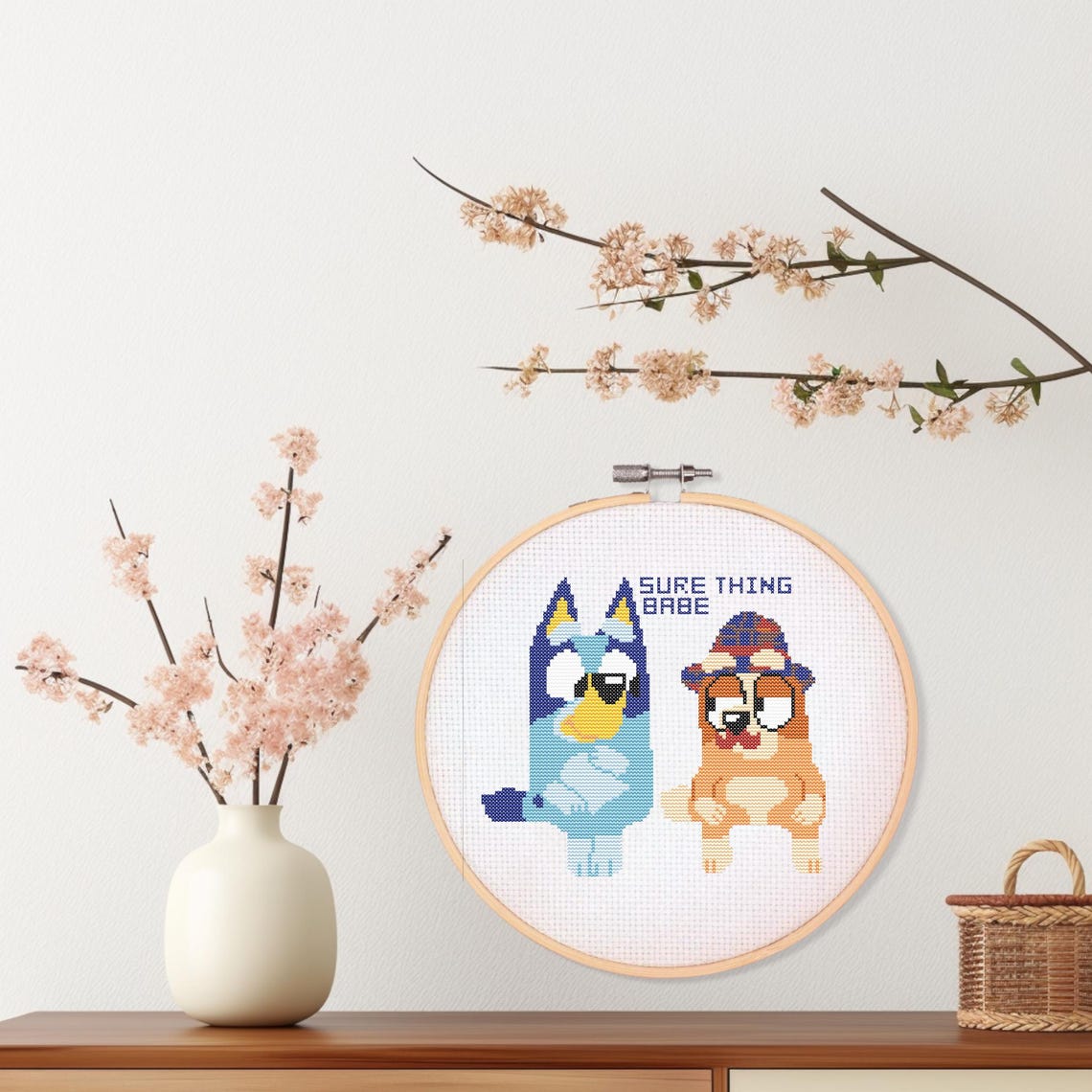 Bluey Bingo Sure Thing Babe Children Cross Stitch Needlepoint Pattern ...