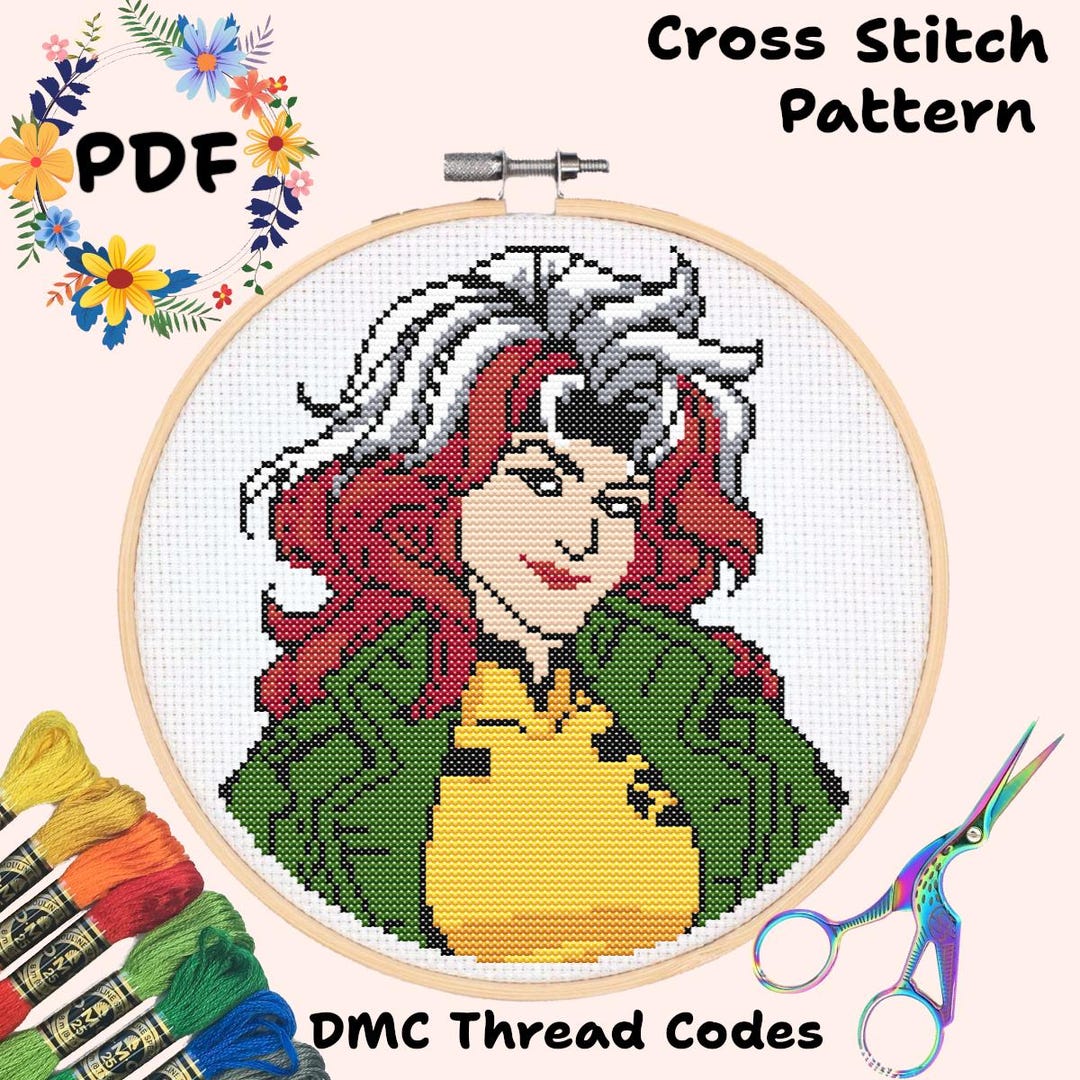 Rogue 97 Comic Superhero Hero Mutant Cross Stitch Needlepoint Pattern ...