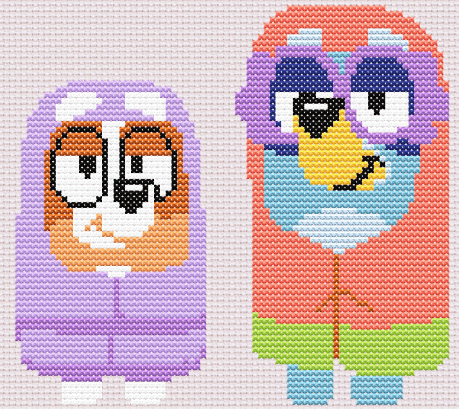 Bluey Bingo Grannies Children Cross Stitch Needlepoint Pattern Digital ...