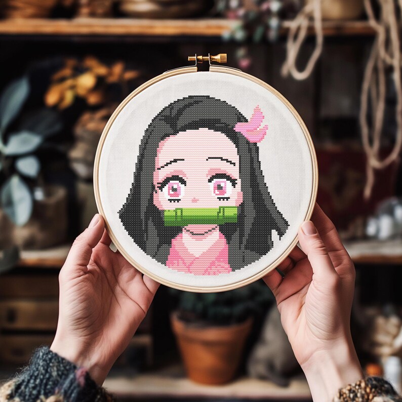 Demon Slayer Nezuko Kamado Cross Stitch Needlepoint Pattern Project ...
