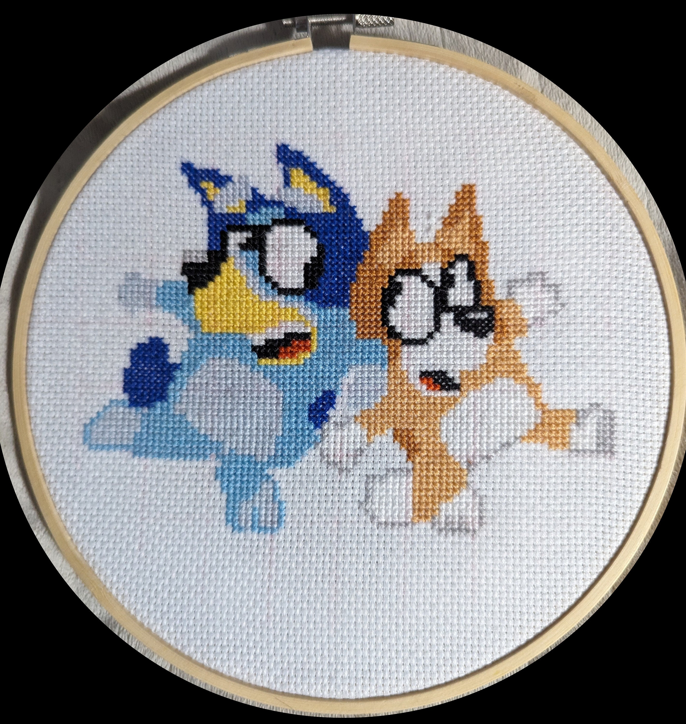 Bluey and Bingo Kid Cartoon Heeler Australia Cross Stitch Needlepoint ...