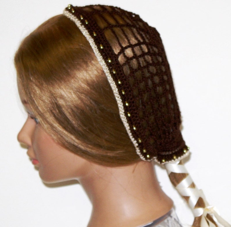 Medieval headdress Italian Renaissance BROWN GOLD La Bella | Etsy