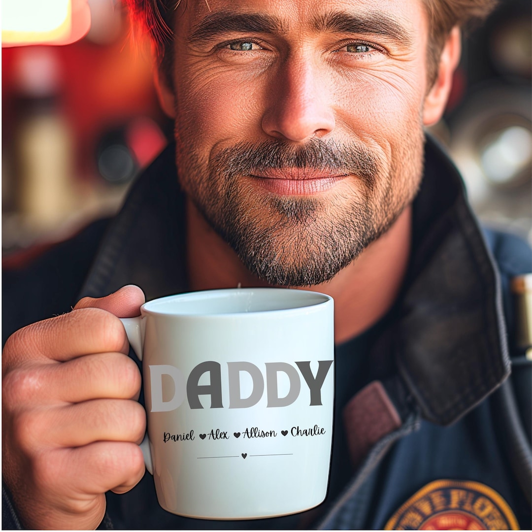 Custom Daddy Mug With Kids Name, Dad Coffee Mug, Personalized Coffee ...