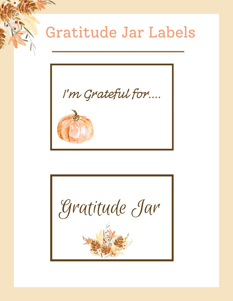 Gratitude Jar Thanksgiving Printable - Etsy
