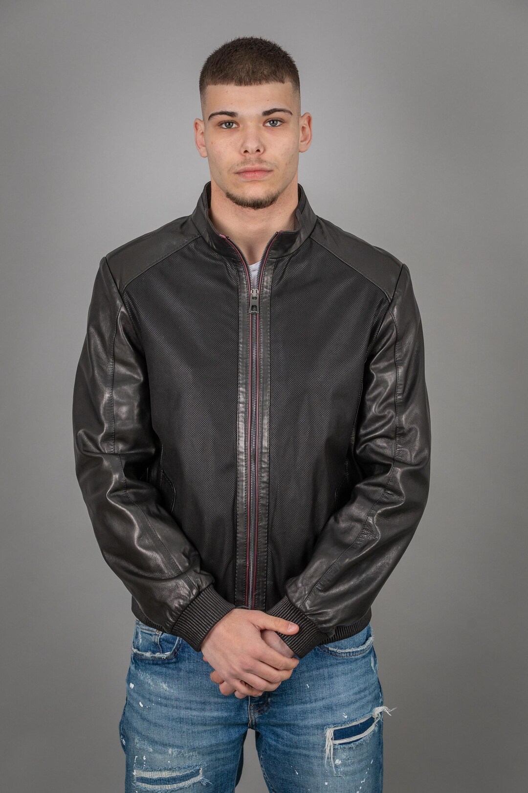 Lamb Pressed Leather & Lamb Smooth Leather Jacket - Etsy