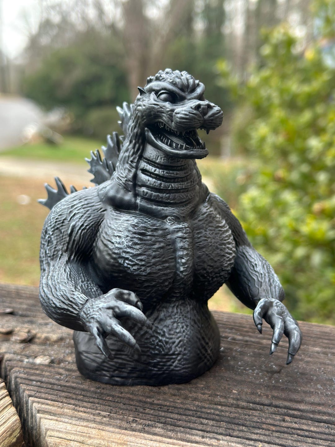 Hand Painted Grayscale Godzilla Bust - Etsy