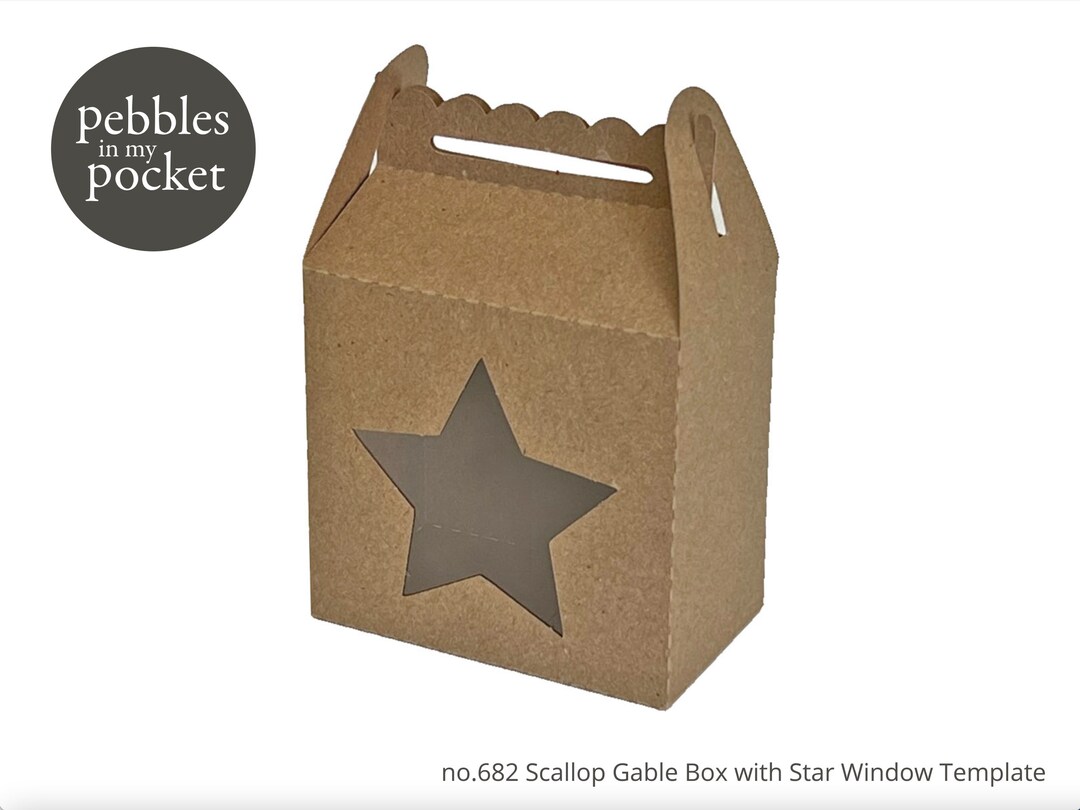 No.682 Scallop Gable Box With Star Window Digital Download SVG & Pdf - Etsy