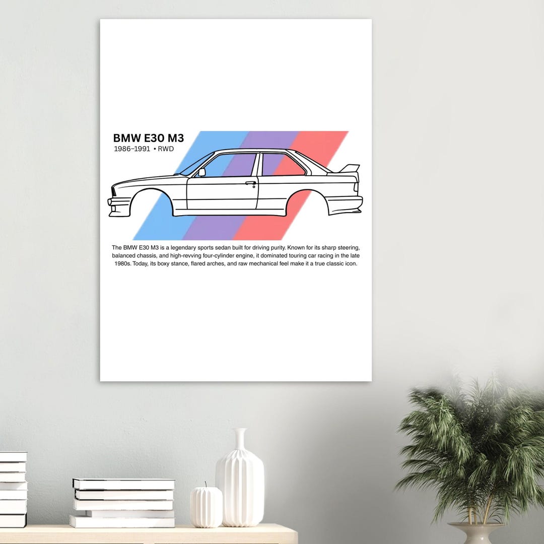 BMW E30 M3 Poster | Iconic Touring Car Wall Art | Minimal Car ...