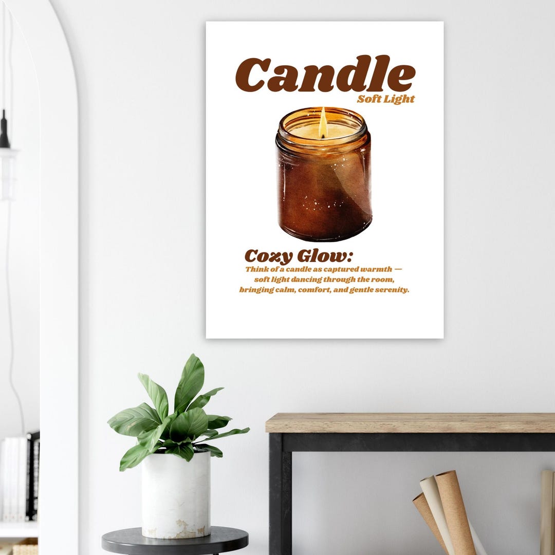 Candle Posters | Cozy Home Wall Art | Minimalist Candle Print | Warm ...