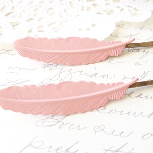 Pink Enamel Feather Hair Bobby Pins - Enamel Hair Pins - Woodland ...
