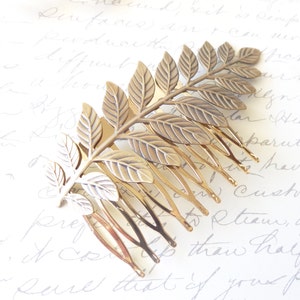 Ox Brass Leaf Branch Hair Comb - Golden Leaf Hair Comb - Woodland ...
