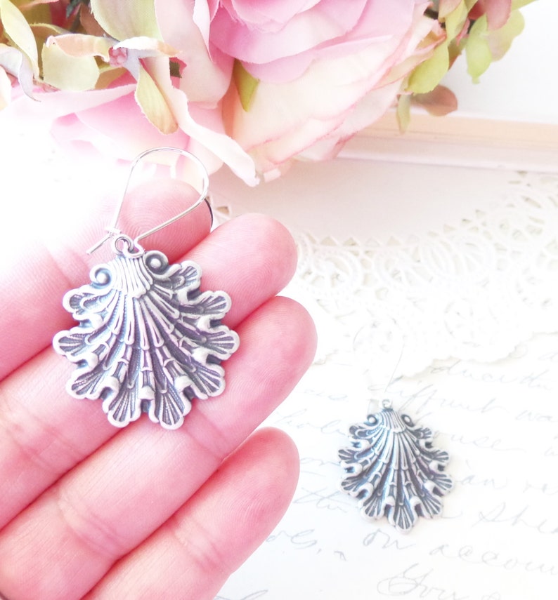 Silver Shell Earrings Seashell Earrings Silver Seashell - Etsy