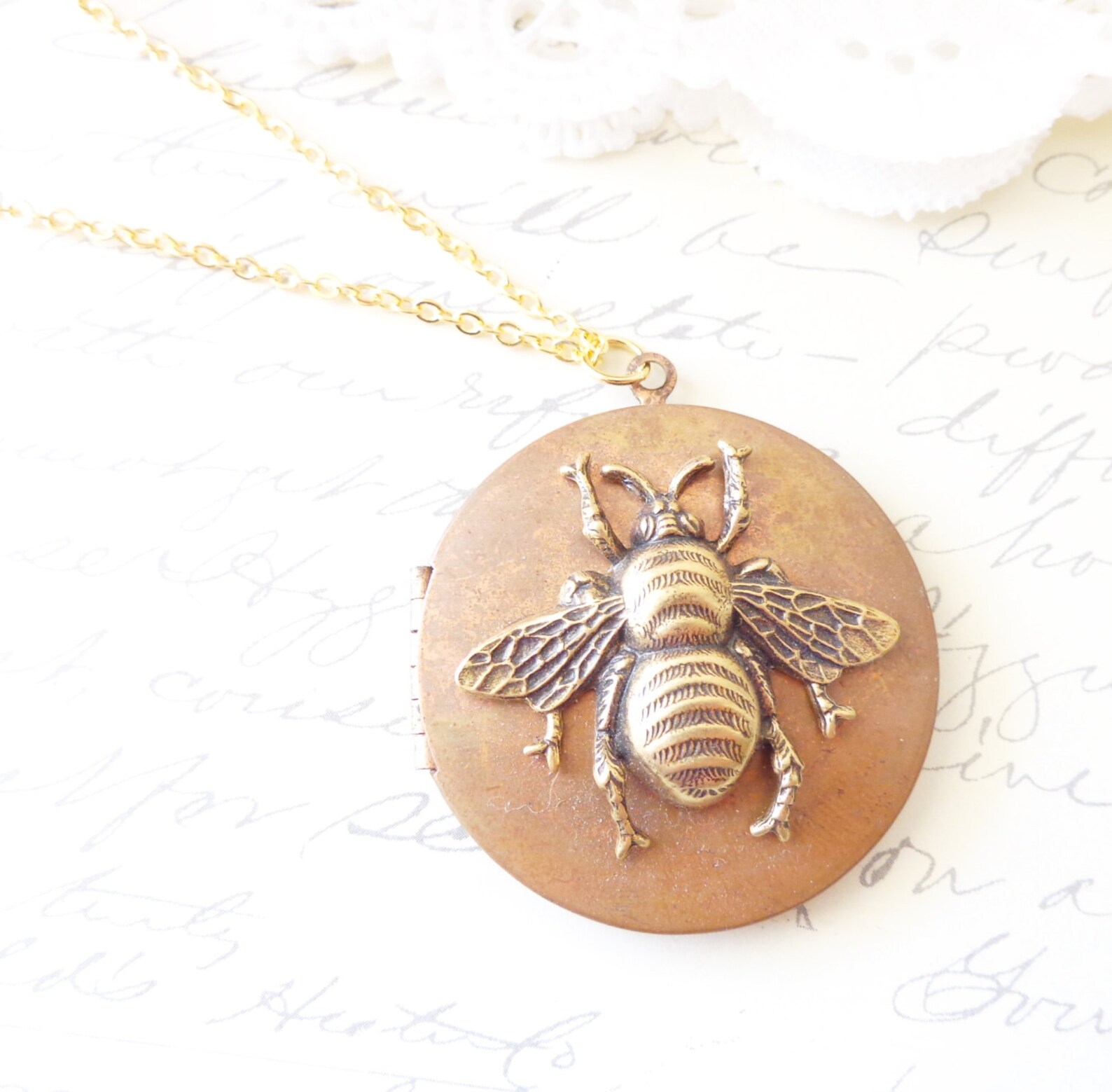 Copper Bee Locket Bumble Bee Locket Bumblebee Round - Etsy