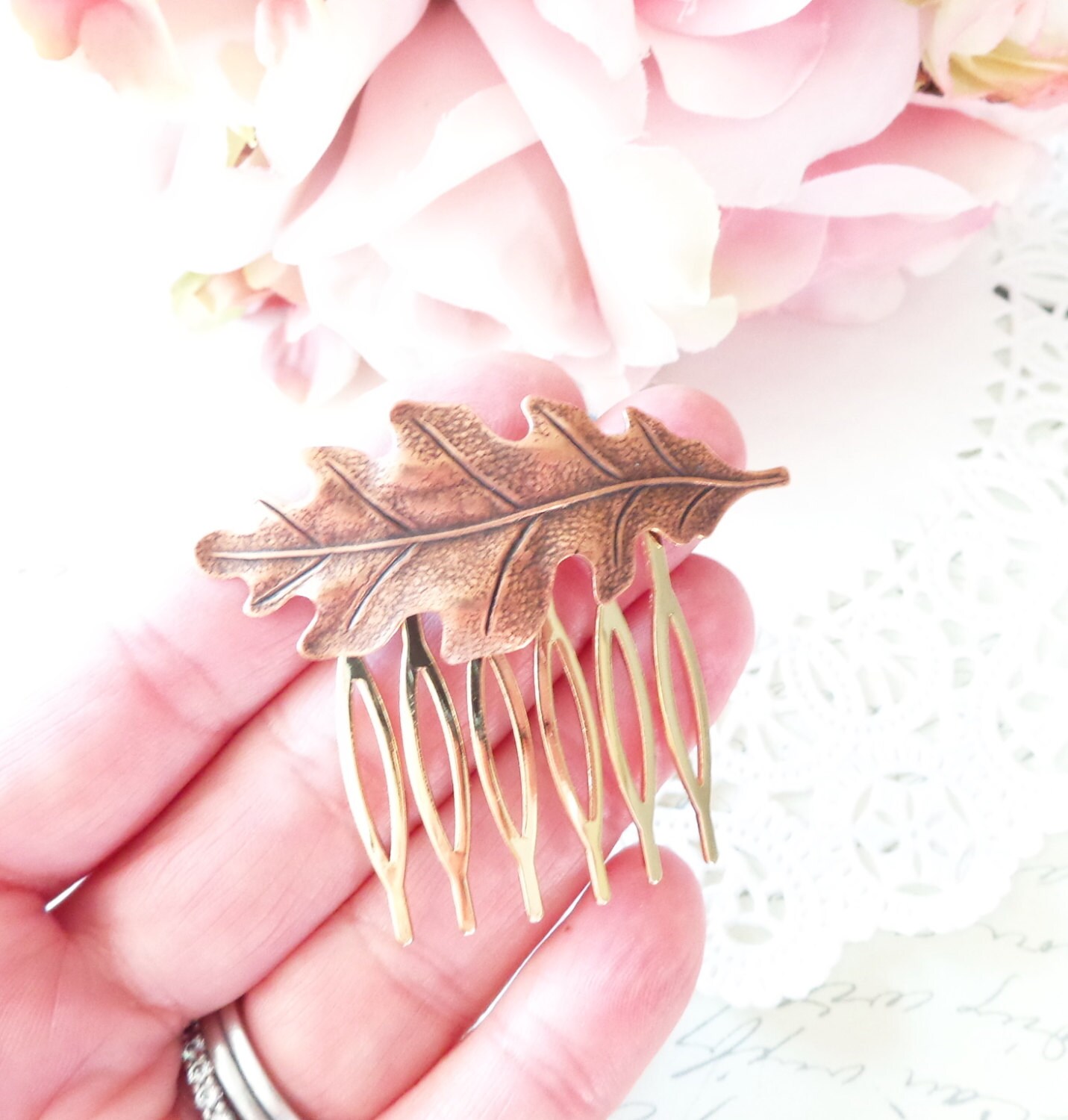 Golden Copper Oak Leaf Hair Comb Oak Leaf Hair Comb | Etsy