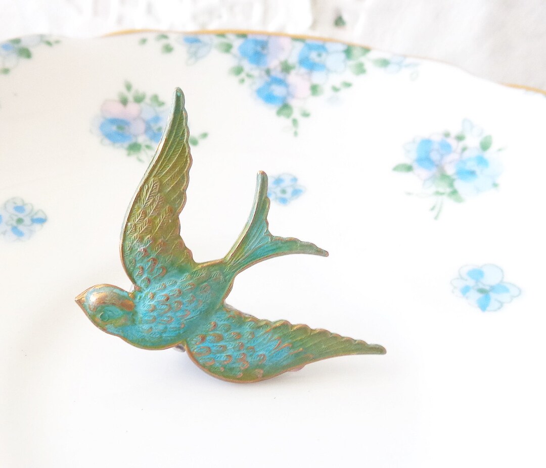 Verdigris Sparrow Hair Clip - Bird - Swallow Alligator Hair Clip ...