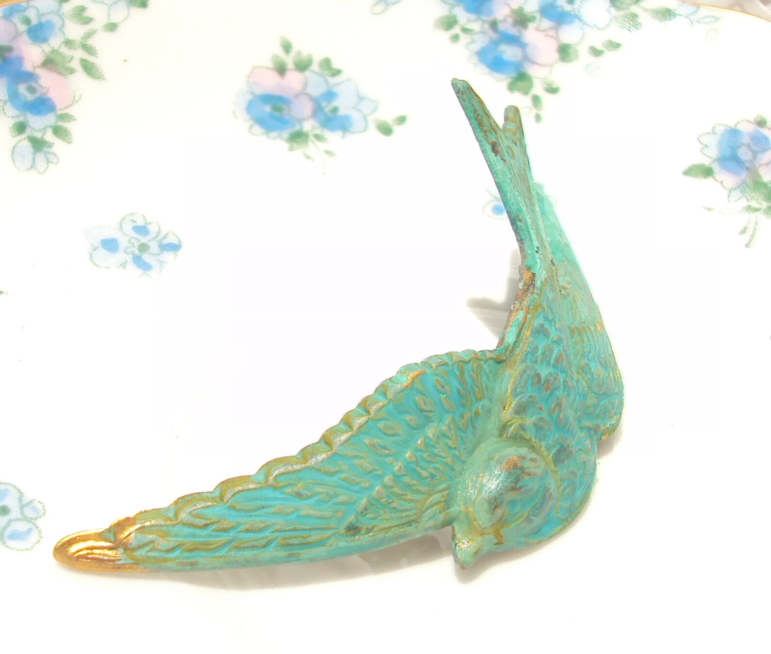 Verdigris Sparrow Hair Barrette - Large Sparrow - Swallow Bird ...