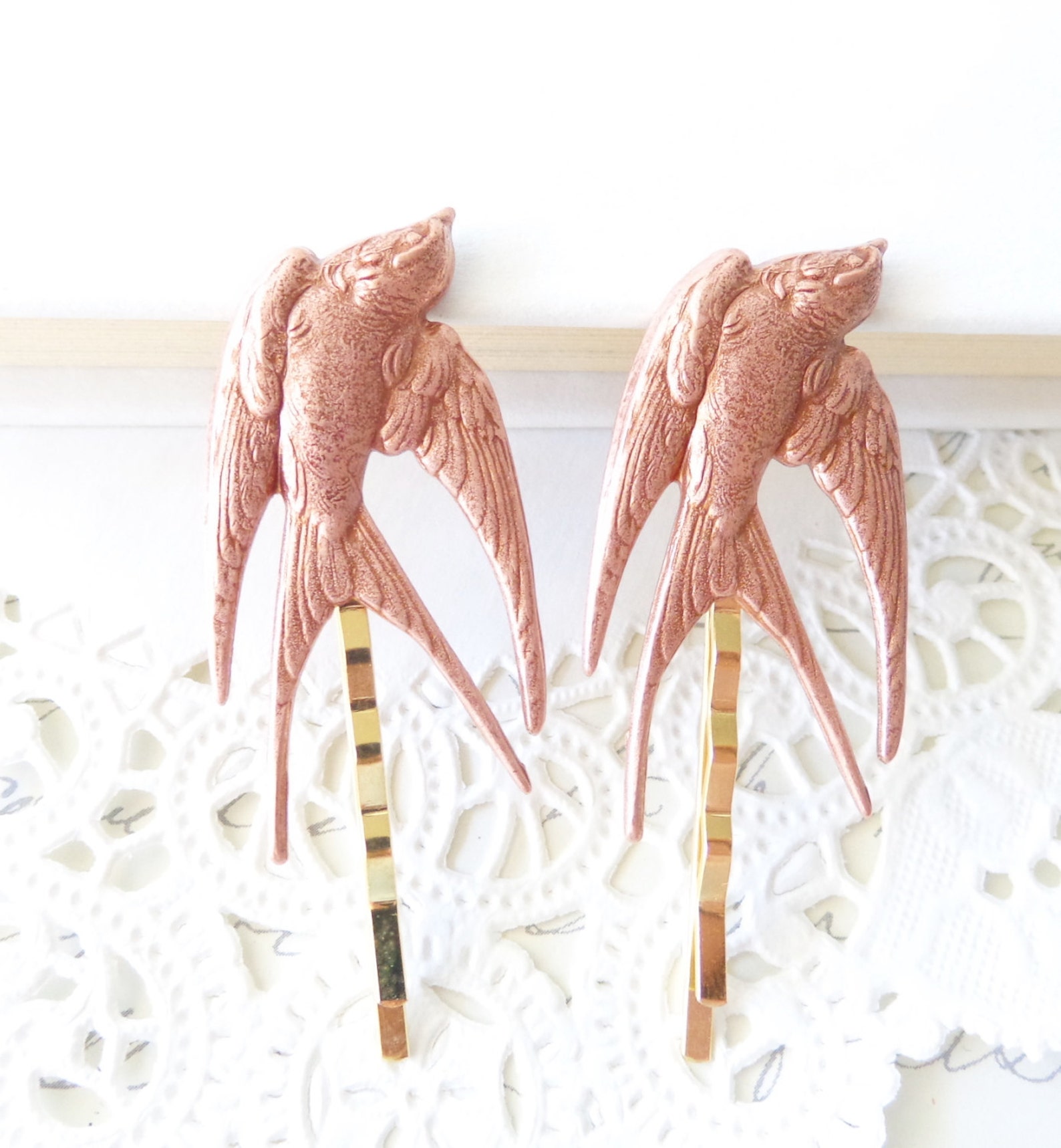 Rose Gold Sparrow Hair Pins Bird Swallow Take Flight - Etsy