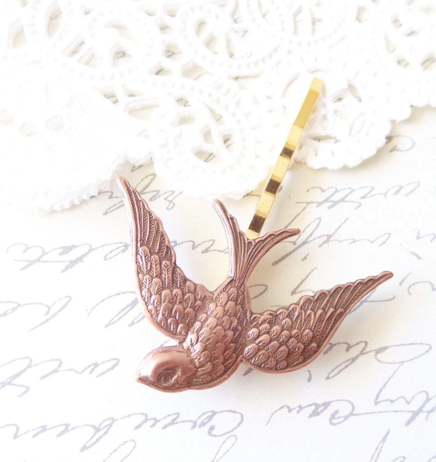 Copper Sparrow Hair Pin Copper Swallow Bobby Pin Woodland | Etsy