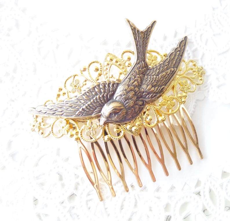 Gold Flying Sparrow Hair Comb Flying Swallow Hair Comb Ox - Etsy