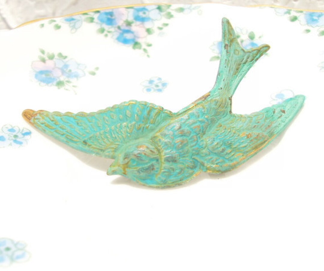 Verdigris Sparrow Hair Barrette - Large Sparrow - Swallow Bird ...