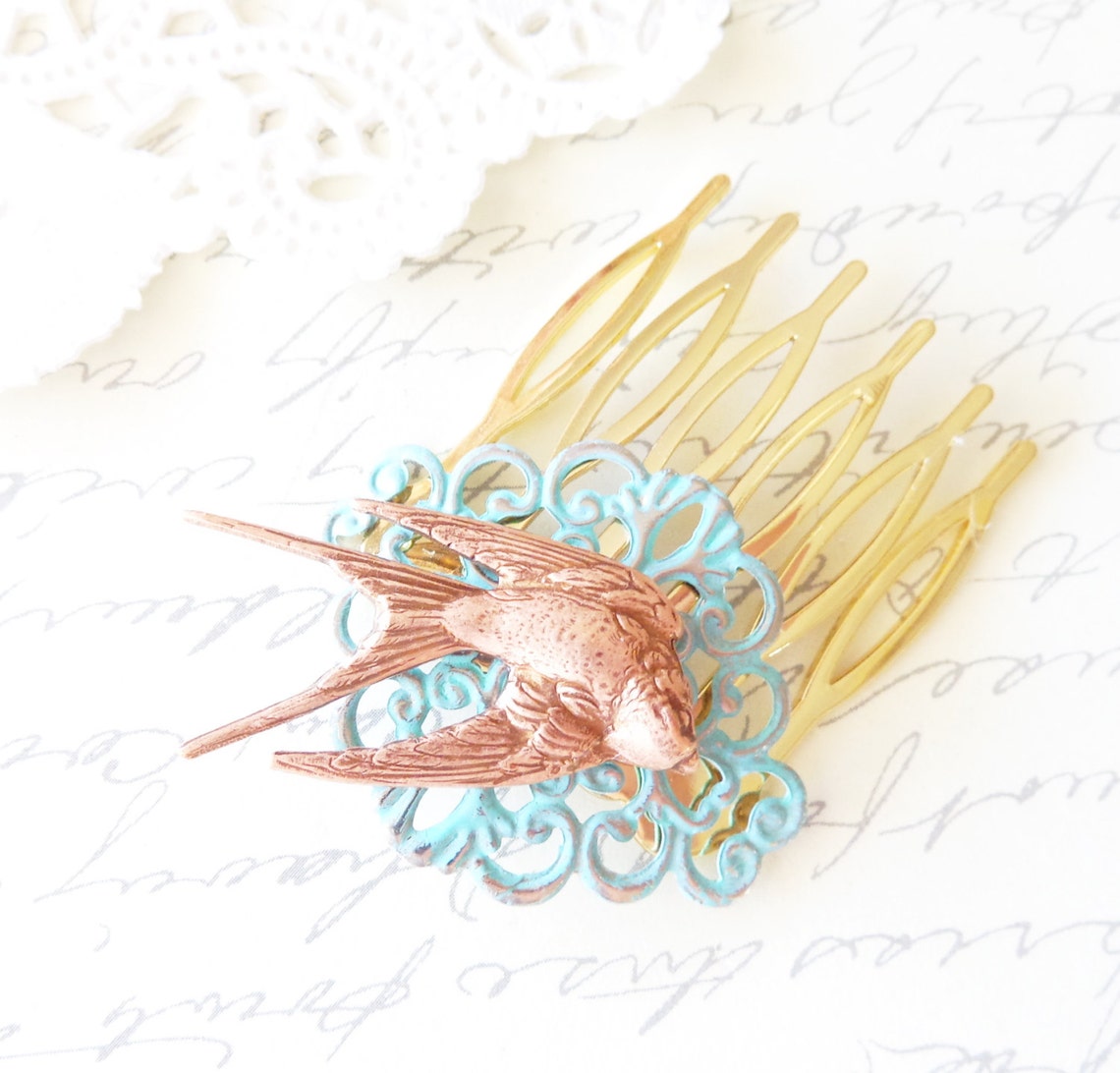 Rose Gold Flying Swallow Hair Comb Sparrow Hair Comb | Etsy