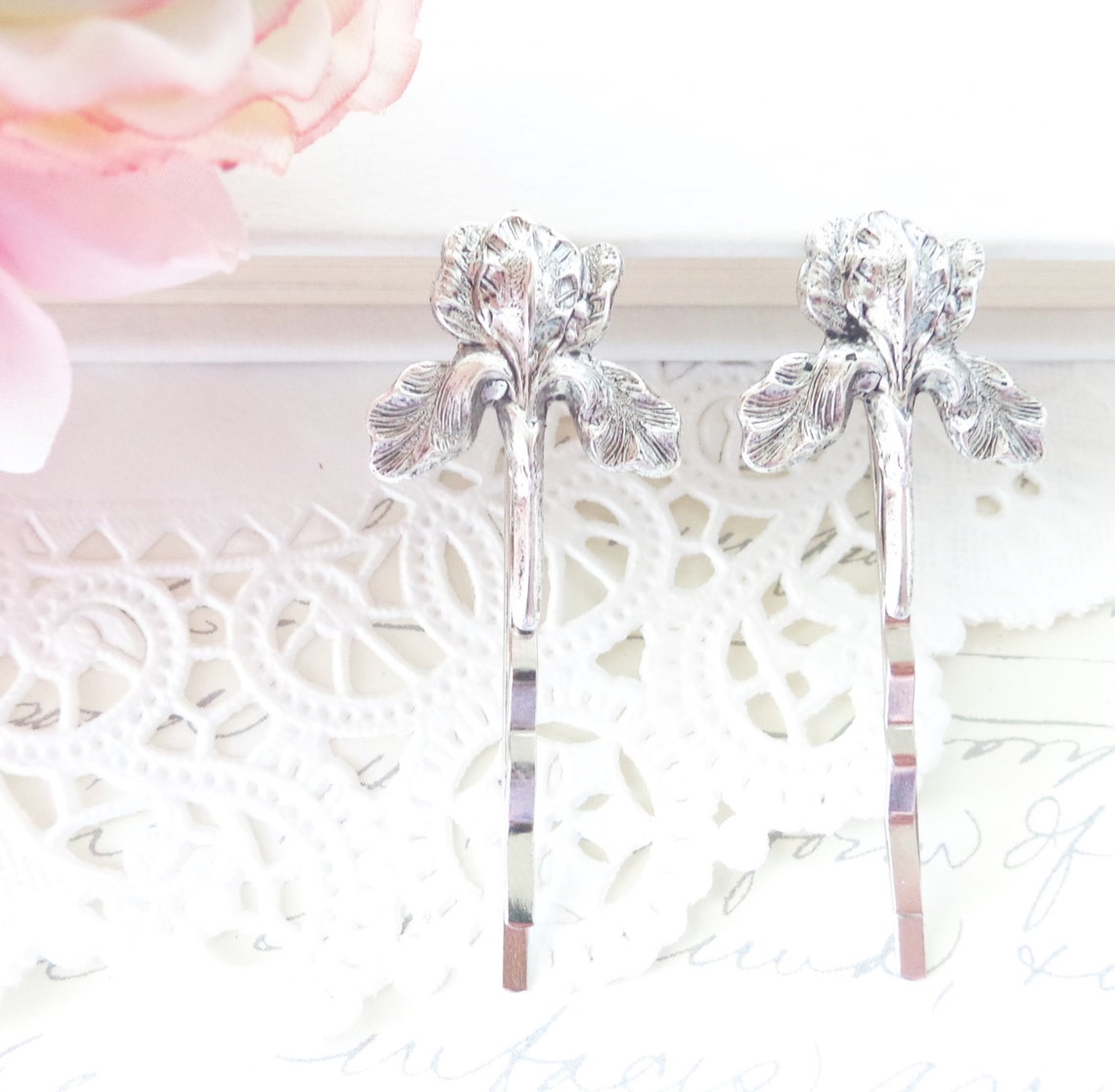 Silver Iris Flower Hair Pins Iris Flower Bobby Pins Flower - Etsy