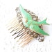 Green Sparrow Hair Comb Flying Swallow Hair Comb Large Bird Hair Comb ...