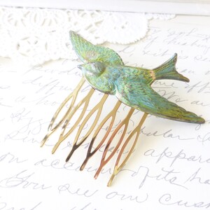 Verdigris Sparrow Hair Comb - Large Sparrow - Swallow Bird - Wedding ...