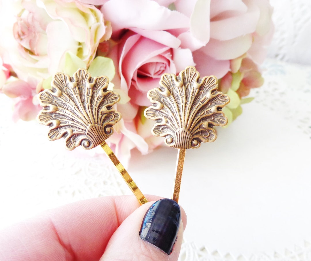 Ox Brass Shell Hair Pins - Seashell Bobby Pin Set - Shell Hair ...