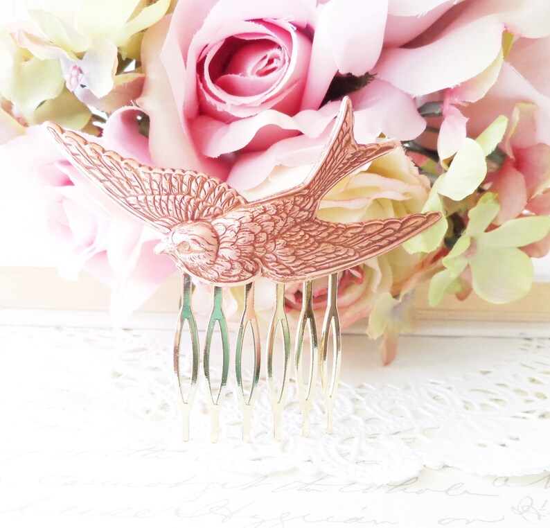 Rose Gold Flying Sparrow Hair Comb Swallow Hair Comb - Etsy