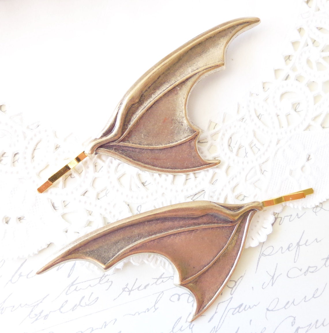 Ox Brass Bat Wing Hair Pins Bat Wing Bobby Pins Bat Wing | Etsy