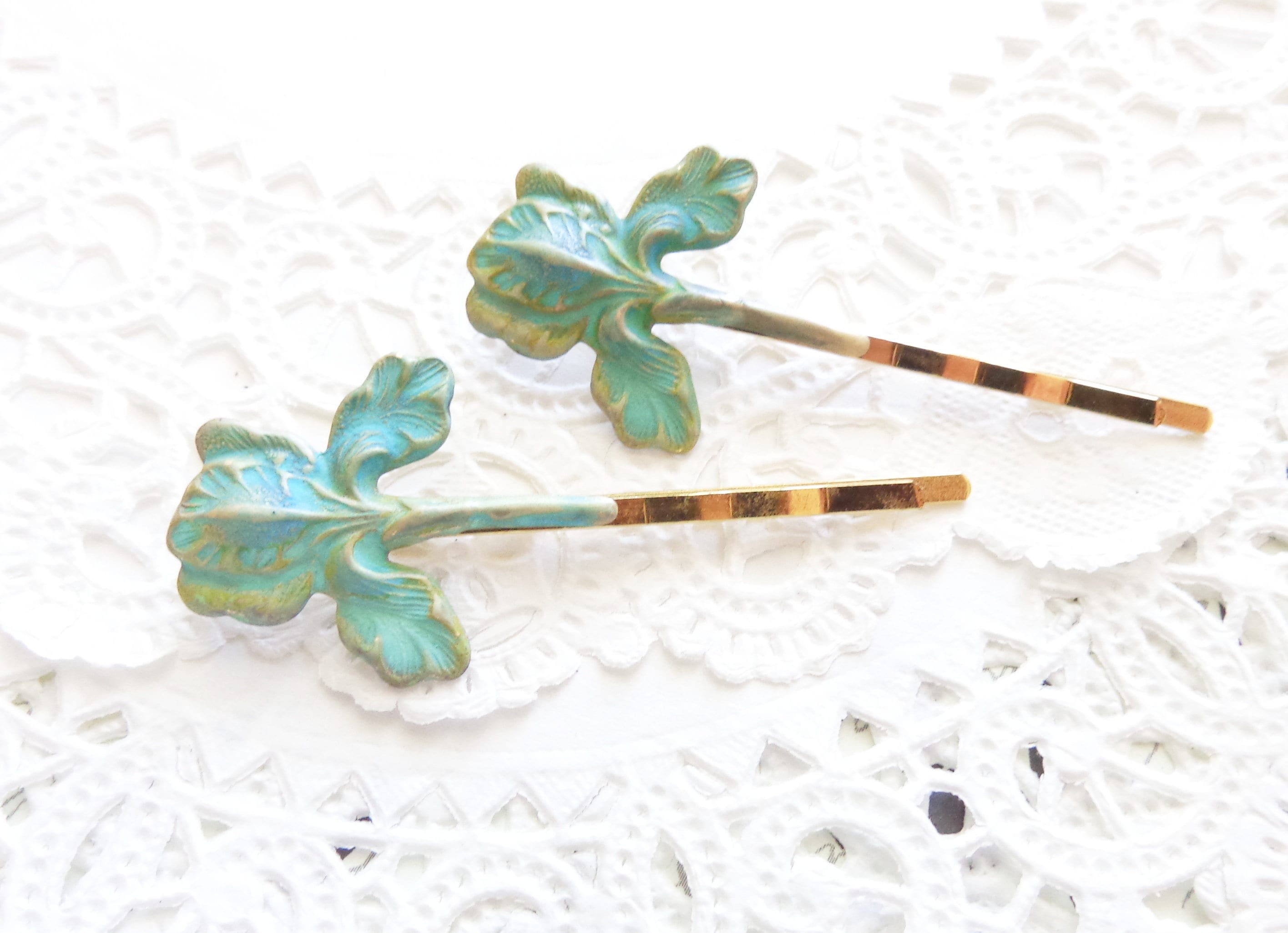 Verdigris Iris Flower Hair Pins - Iris Bobby Pin - Flower Hair Pins ...