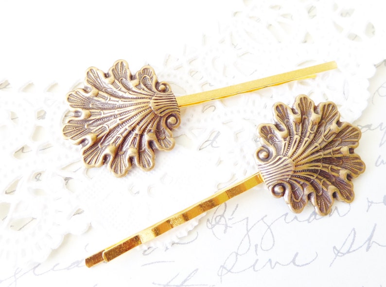 Ox Brass Shell Hair Pins Seashell Bobby Pin Set Shell Hair | Etsy