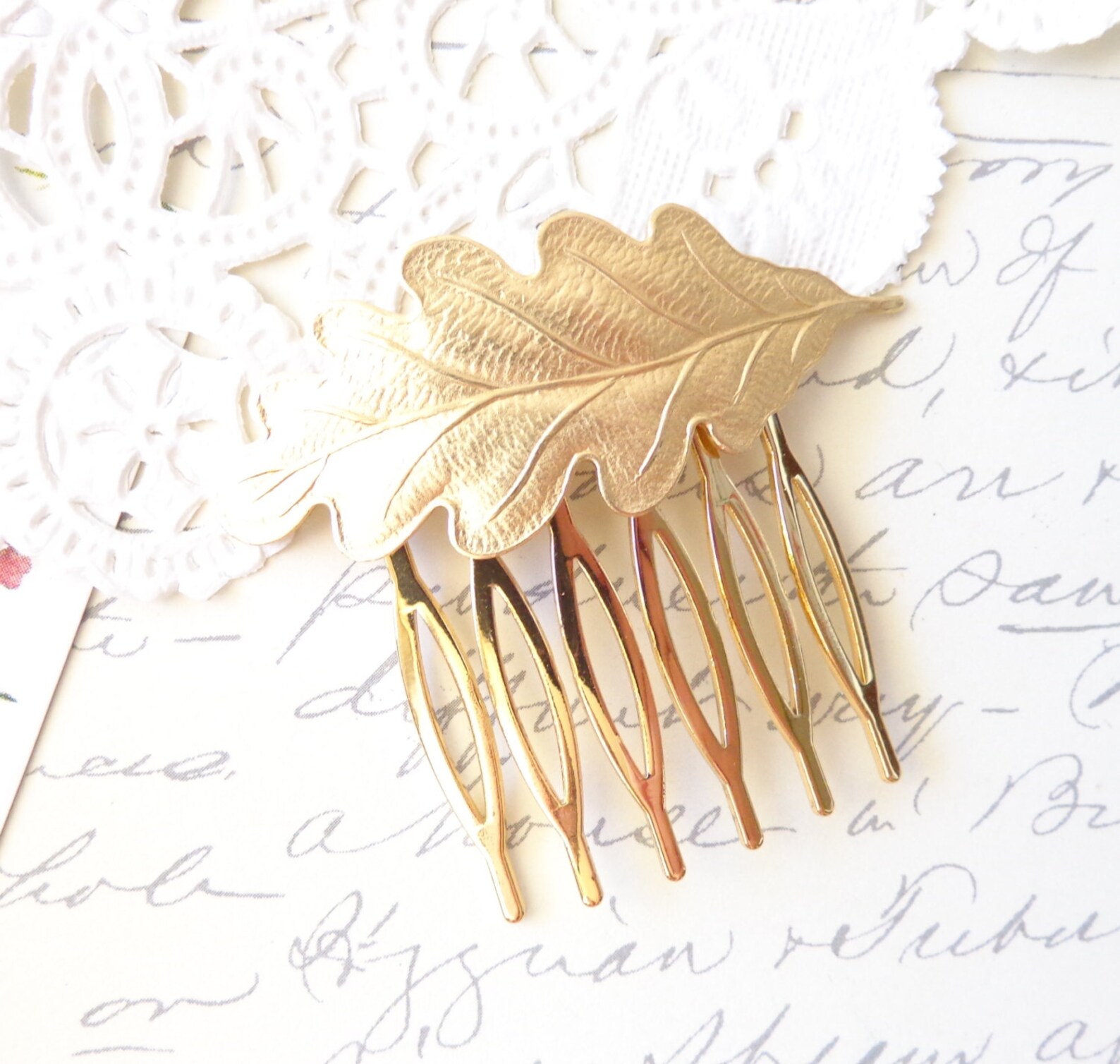Golden Leaf Hair Comb - Woodland Collection - Whimsical - Nature ...
