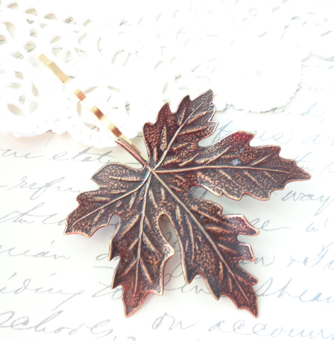 Ox Brass Maple Leaf Hair Pin - Maple Leaf Bobby Pin - Woodland Leaf ...