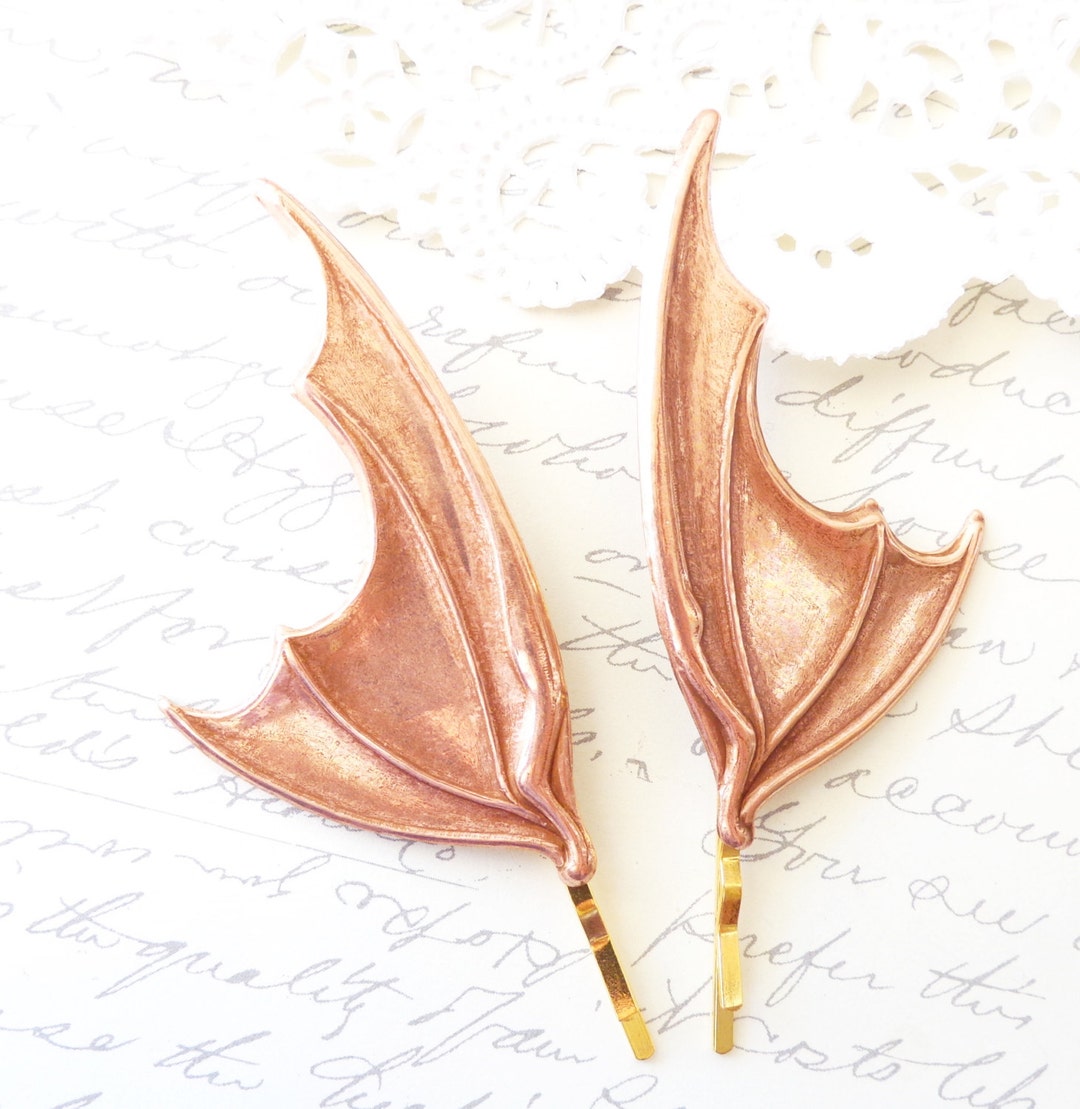 Rose Gold Bat Wing Hair Pins - Bat Wing Bobby Pins - Bat Wing Hair ...
