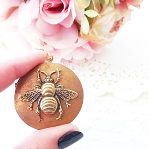 Copper Bee Locket - Bumble Bee Locket - Bumblebee - Round Locket ...
