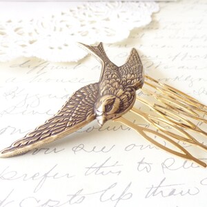 Ox Brass Flying Sparrow Hair Comb - Swallow Hair Comb - Flying Bird ...