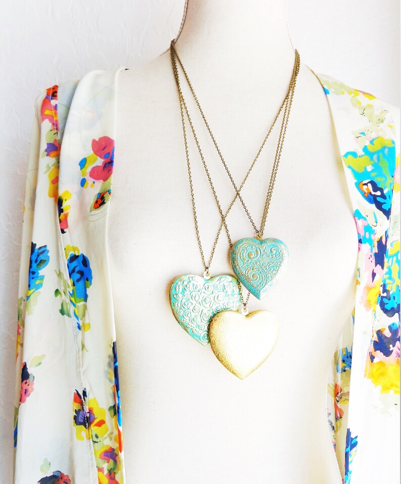 Gold Heart Locket Large Heart Locket Brass Heart Locket | Etsy